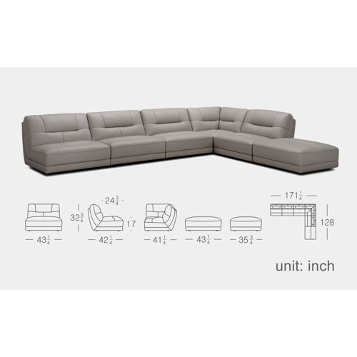 Wade Logan® Audrik 6 - Piece Leather Sectional | Wayfair