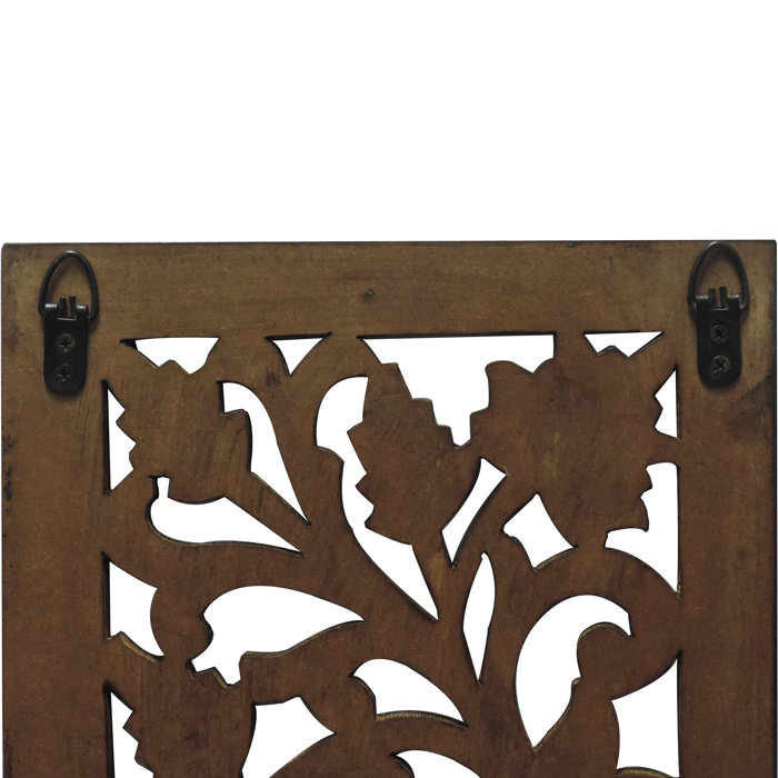Alcott Hill® Mango Wood Panel with Leaves and Scroll Work Motif Wall ...