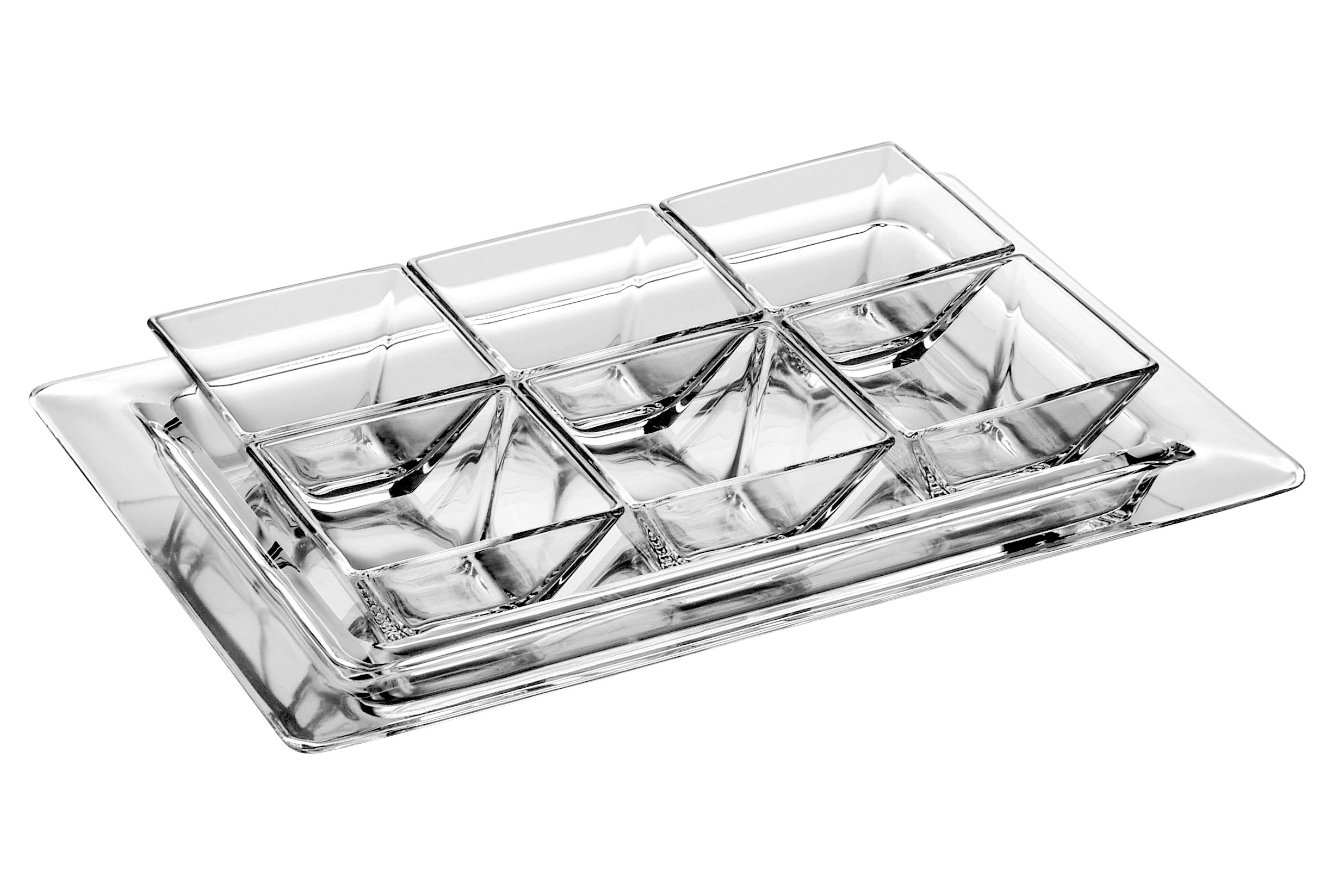 Majestic Crystal Rectangular Glass Divided Serving Dish | Wayfair
