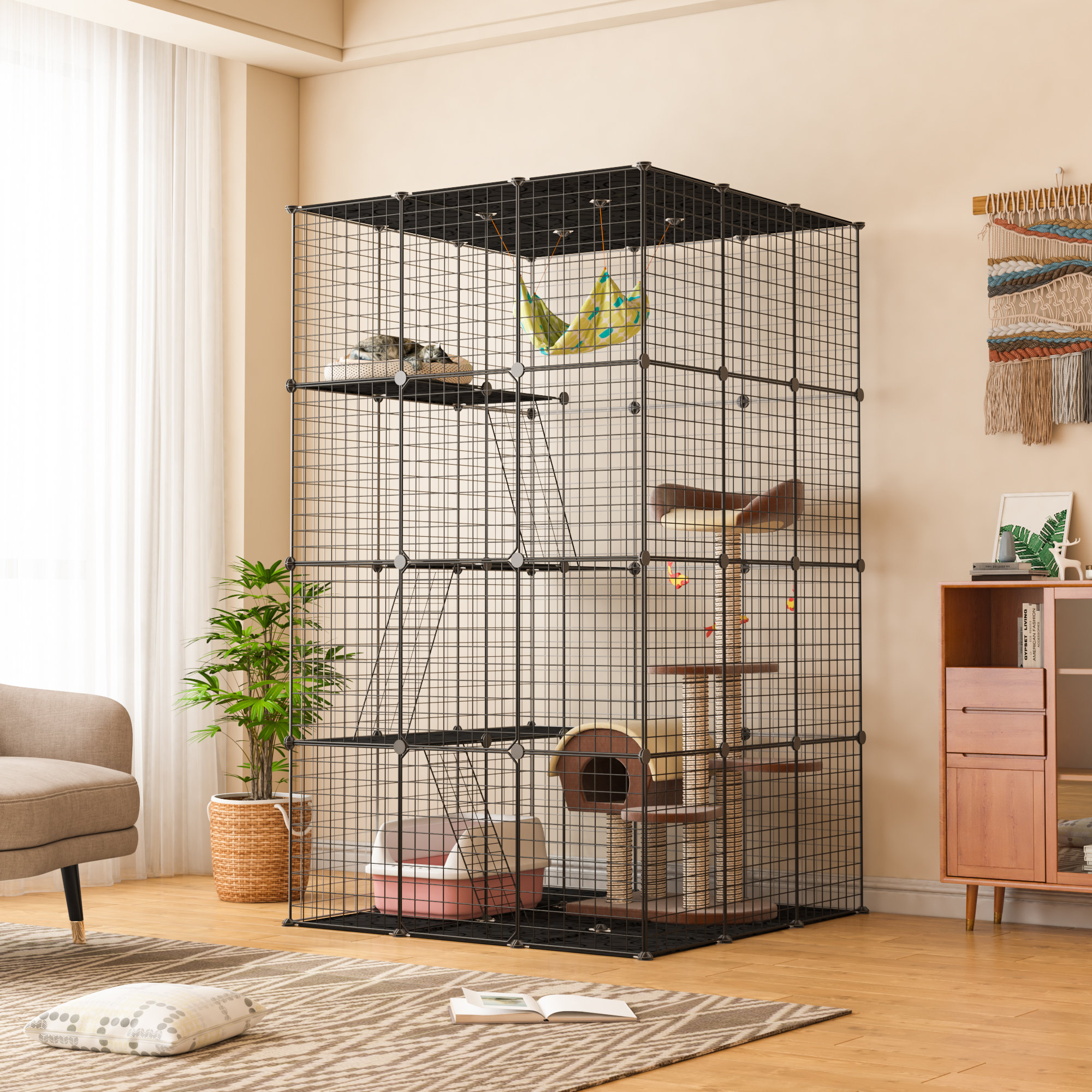 Tucker Murphy Pet™ Ceason 4-Tier Wire Cat Cage Playpen & Reviews | Wayfair