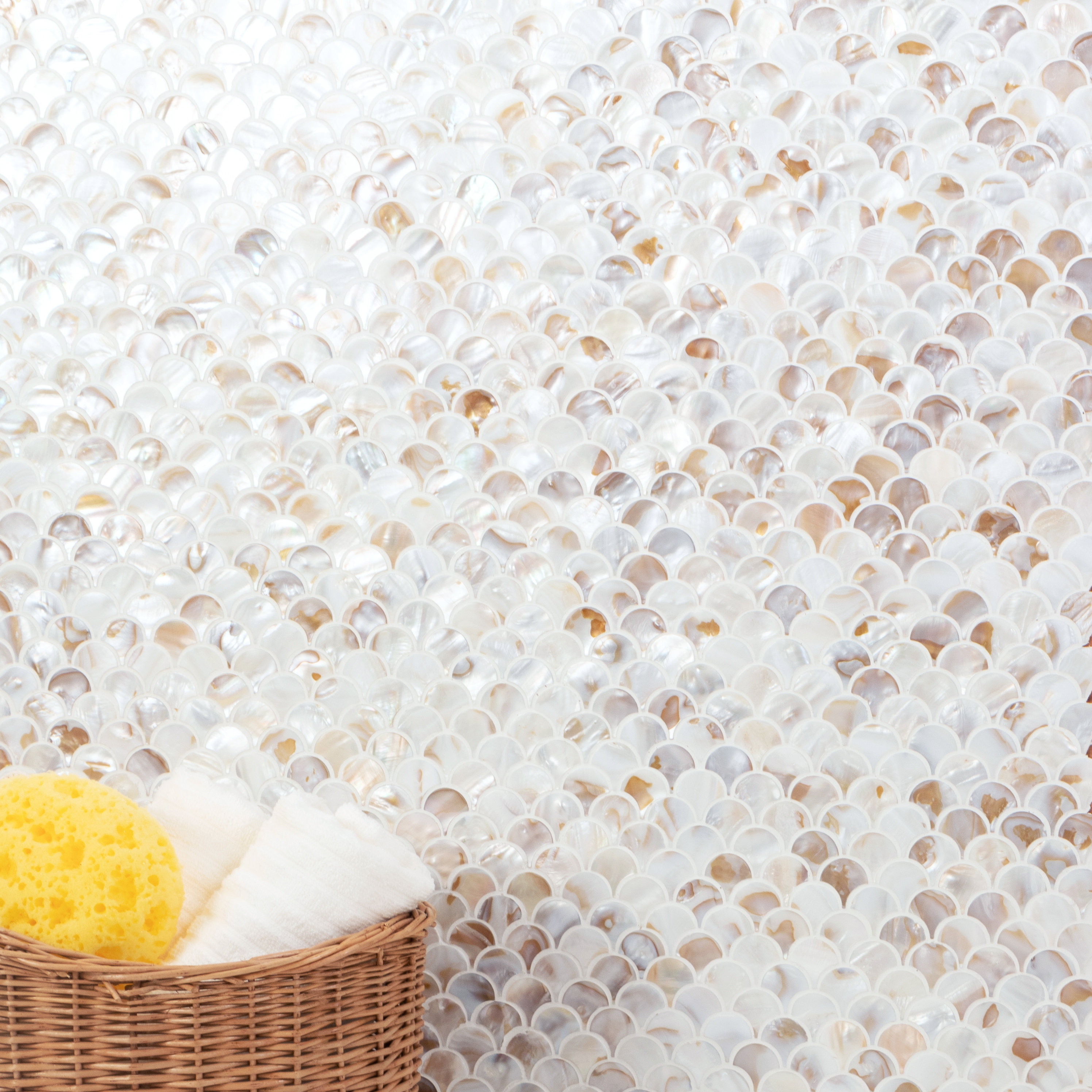 WS Tiles Mother of Pearl 1" x 1" Seashell Fish Scale Mosaic Sheet ...