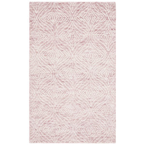 Bungalow Rose Pezanetti Abstract Handmade Tufted Wool Pink/Ivory Area ...