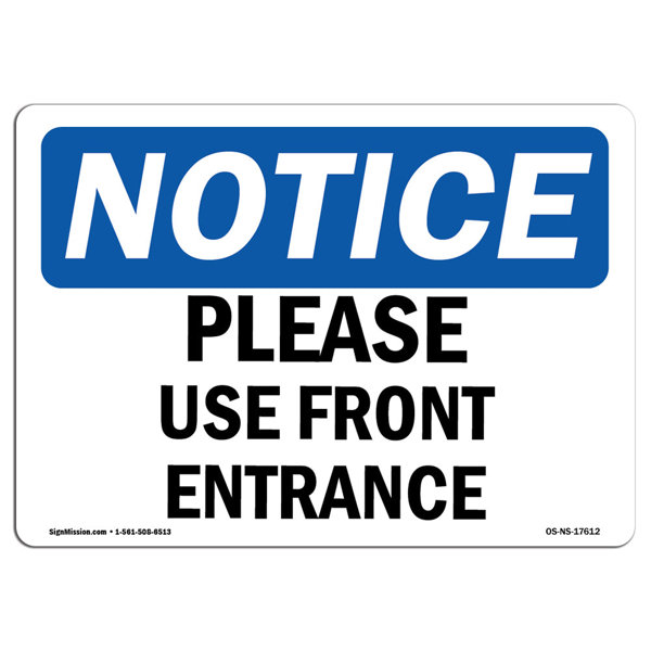 SignMission Please Use Front Entrance Sign | Wayfair