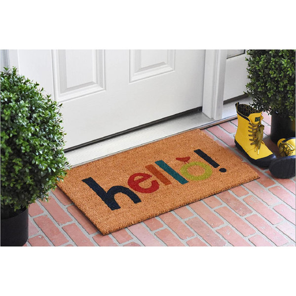 Arlmont & Co. Lailanie Hello 29 in. x 17 in. Indoor Outdoor Door Mat ...