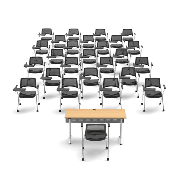 Team Tables Classroom Training Table and Chair Set with Modesty Panel ...