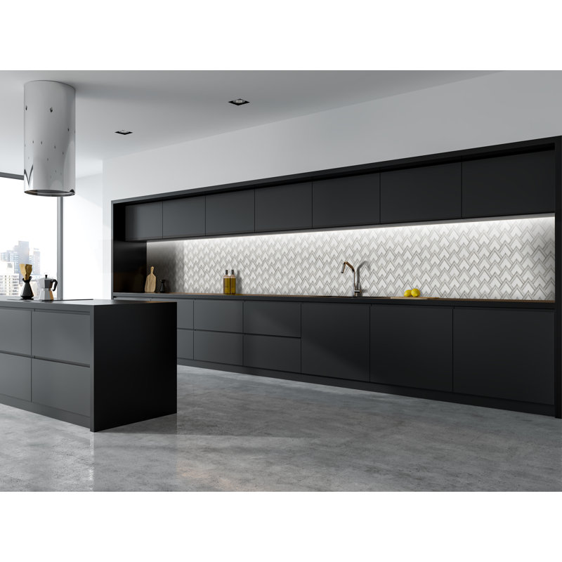 Mango Tile Aurora 11" x 11" Marble/Metal Herringbone Mosaic Wall ...