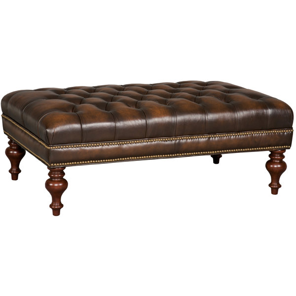 Hooker Furniture 48'' Wide Genuine Leather Tufted Rectangle Cocktail ...