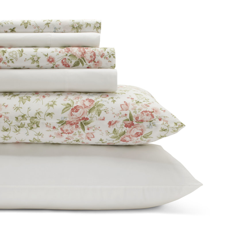 Laura Ashley Marissa 100% Cotton Percale Sheet Set & Reviews | Wayfair