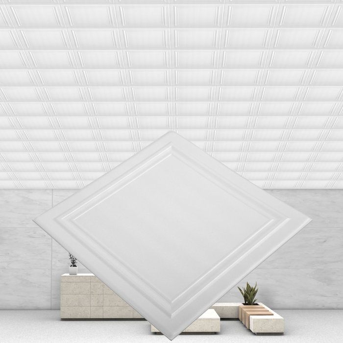 VEVOR 1.64 ft. x 1.64 ft. Glue-Up PVC Ceiling Tile in White | Wayfair