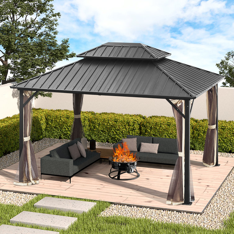 Zenova 12 Ft. W x 10 Ft. D Aluminum Patio Gazebo & Reviews | Wayfair