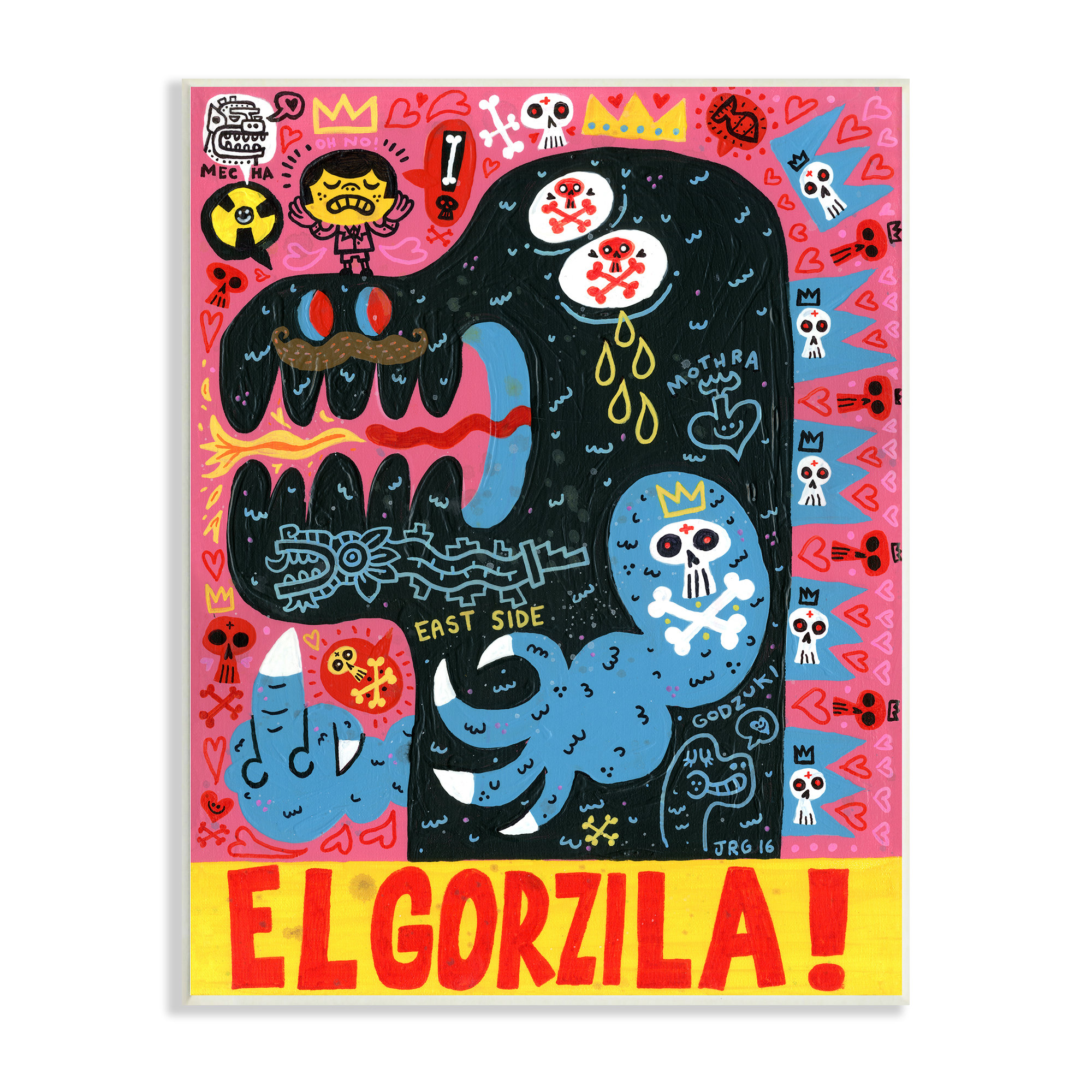 Stupell Industries El Gorzila Pop Style Monster Typography Middle ...