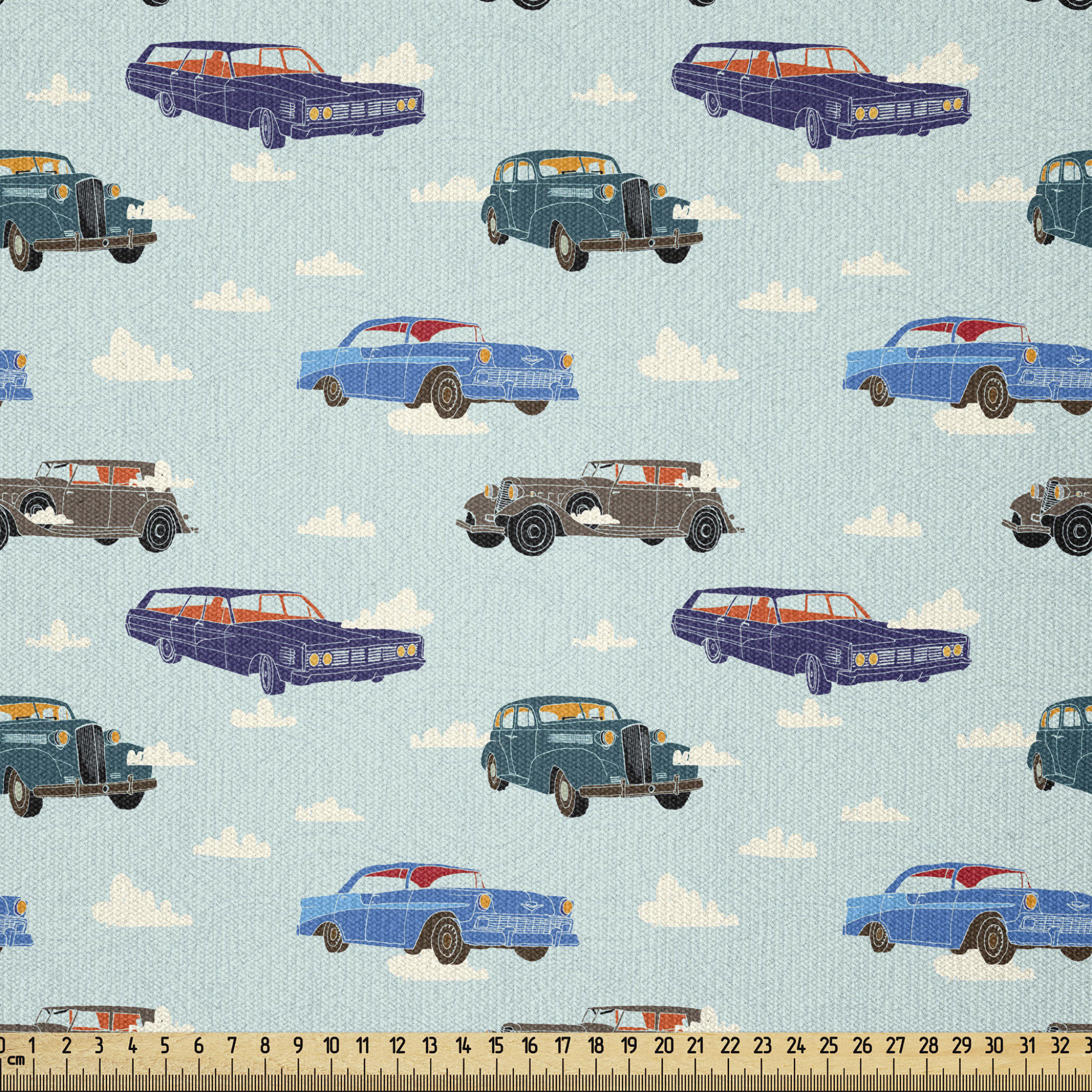 East Urban Home Cars Fabric By The Yard, Absurd Design With Vintage ...