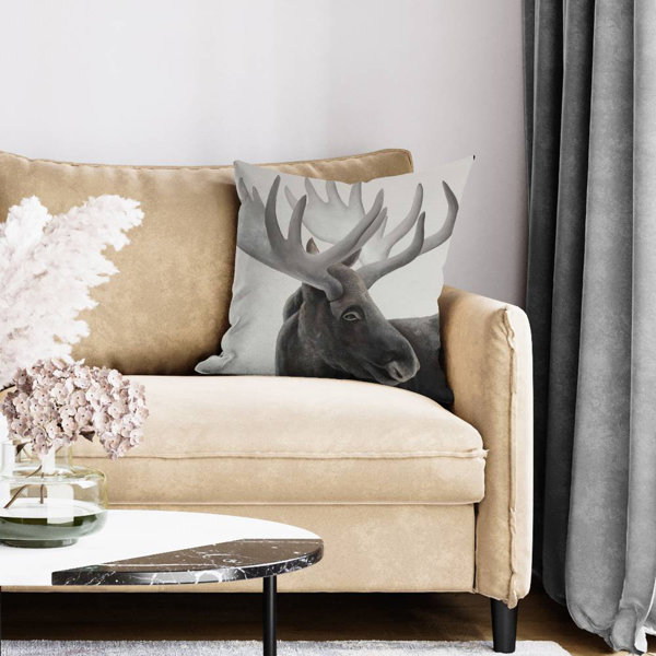 Begin Edition International Inc. Grayscale Moose Profile Square Throw ...