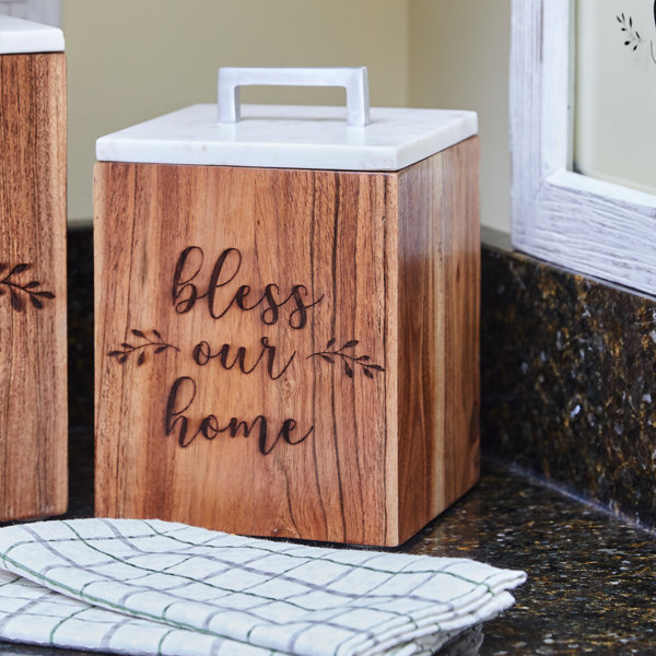 Gracie Oaks Farmhouse Wood Kitchen Canister | Wayfair