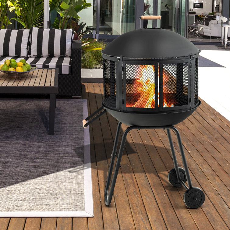 Borough Wharf Lauver 108Cm H x 69Cm W Steel Wood Burning Outdoor Fire ...