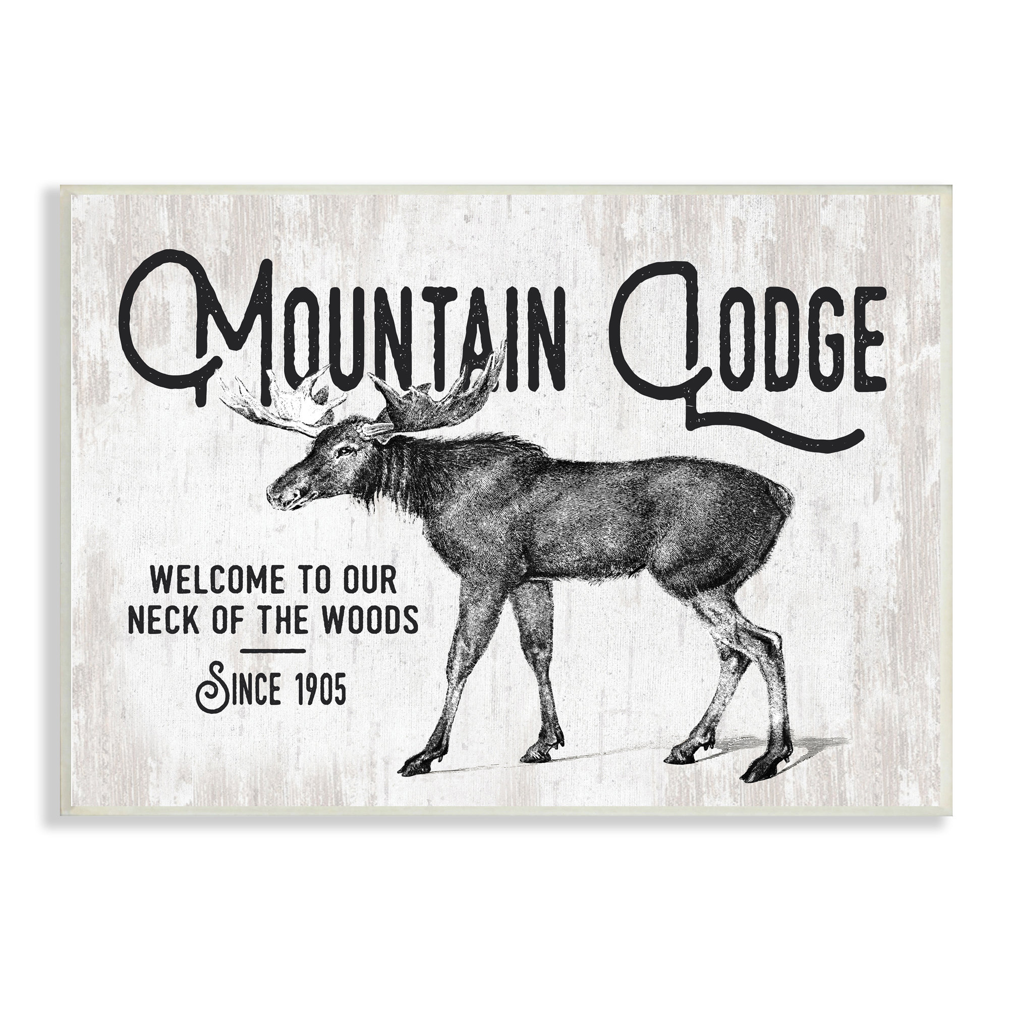 Stupell Industries Rustic Mountain Lodge Vintage Moose Cabin Sign by ...