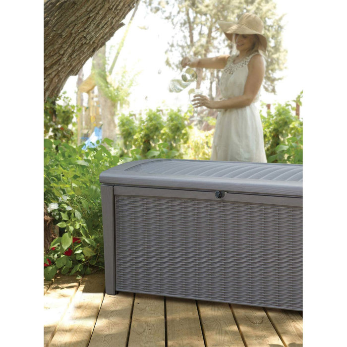 Keter Borneo 110 Gallon Rattan Wicker Resin Patio Deck Storage Box ...