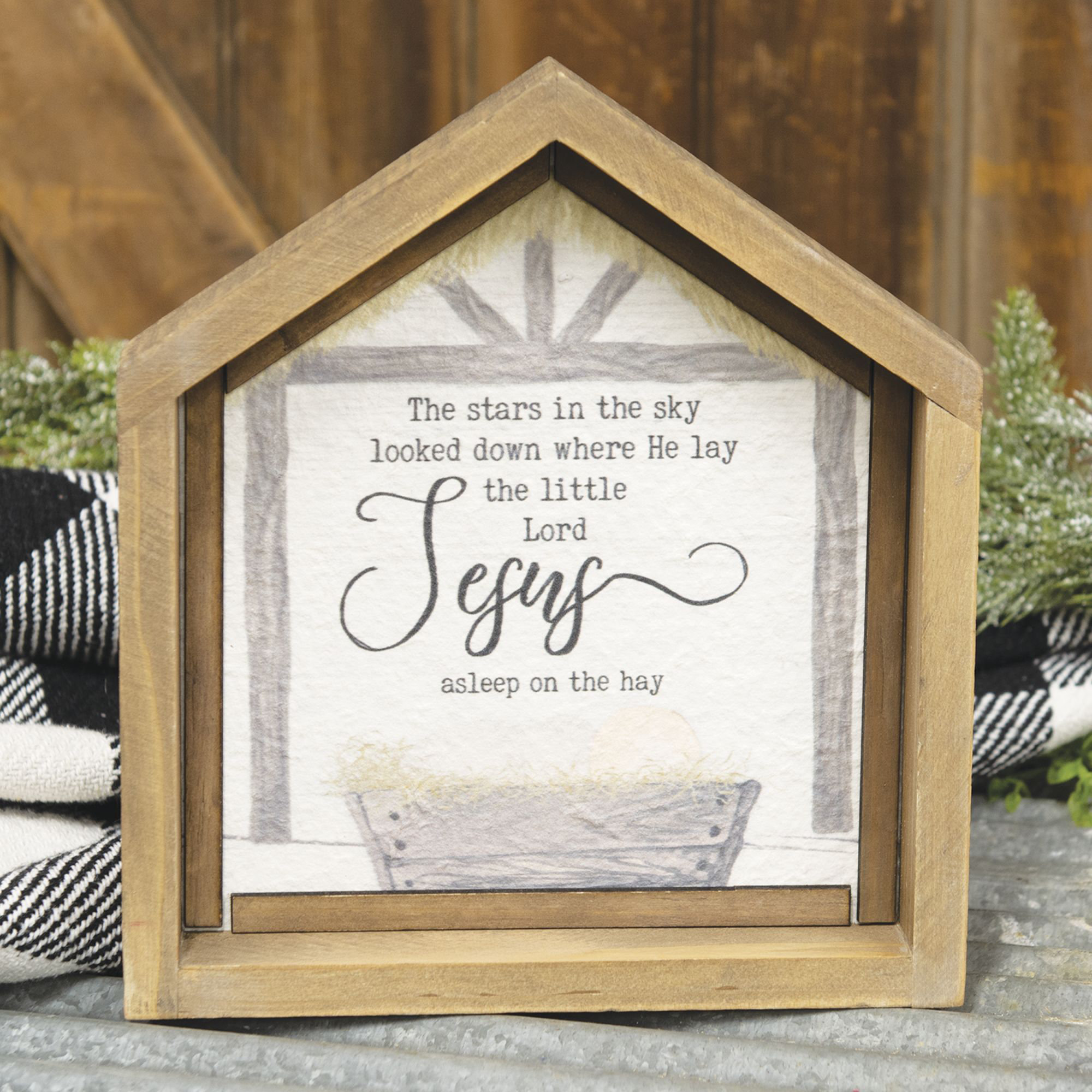 The Holiday Aisle® Little Lord Jesus Shadowbox Creche Wall Décor | Wayfair