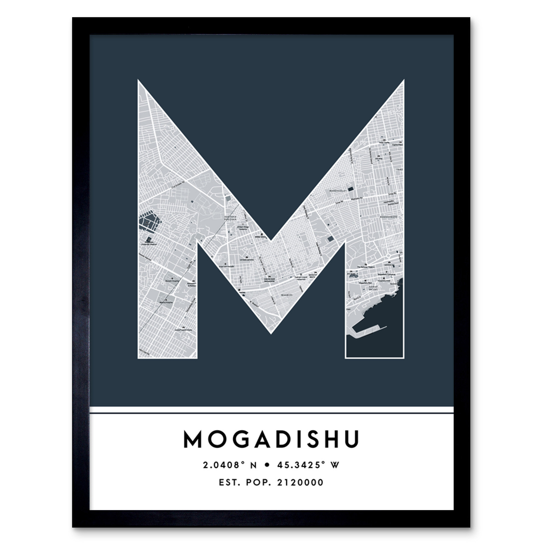 Wee Blue Coo Mogadishu City Map Mogadishu Navy by Wee Blue Coo ...