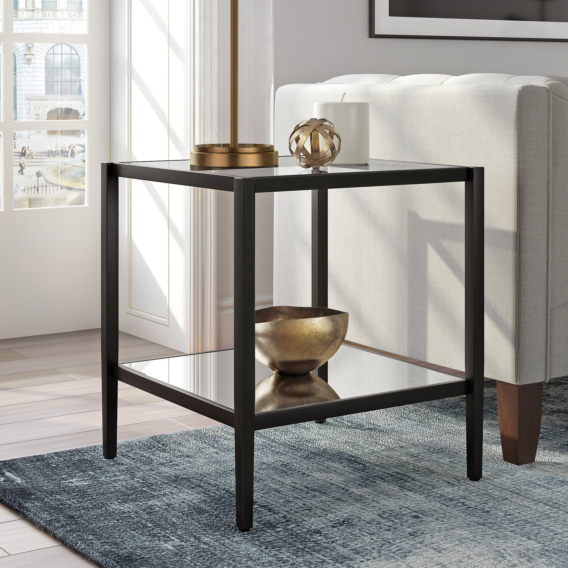 Ebern Designs Erika 22'' Tall Glass End Table & Reviews | Wayfair