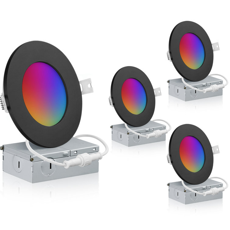 QPLUS 4Inch Slim LED Smart WIFI RGB Recessed Ceiling Light w/Junction ...