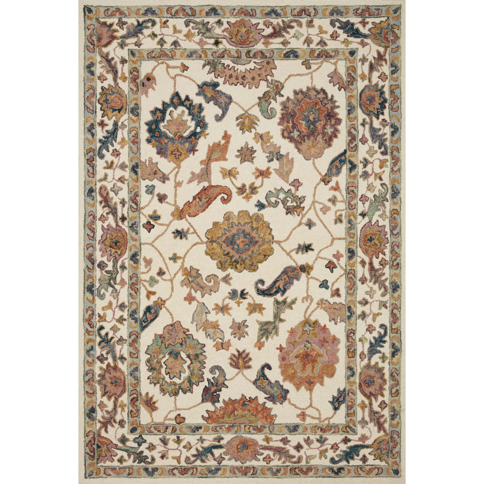 Lark Manor Norge Floral Hand Hooked Wool Beige/Brown Area Rug & Reviews ...
