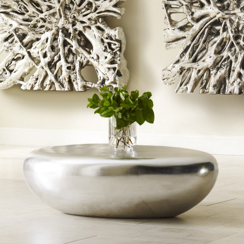 Phillips Collection Silver Leaf River Stone Coffee Table & Reviews ...