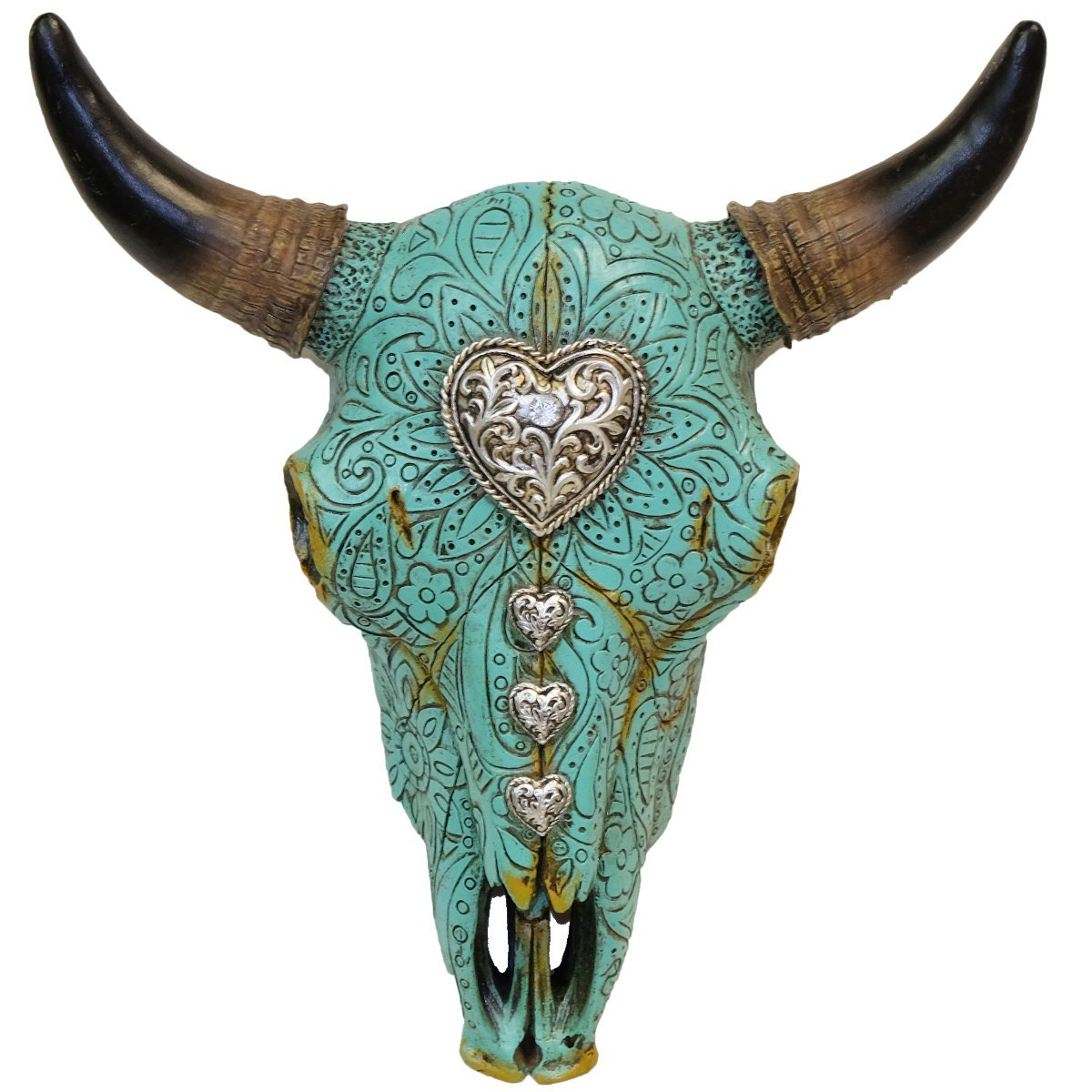 Union Rustic Paisley Turquoise Floral with Concho Heart Distressed ...
