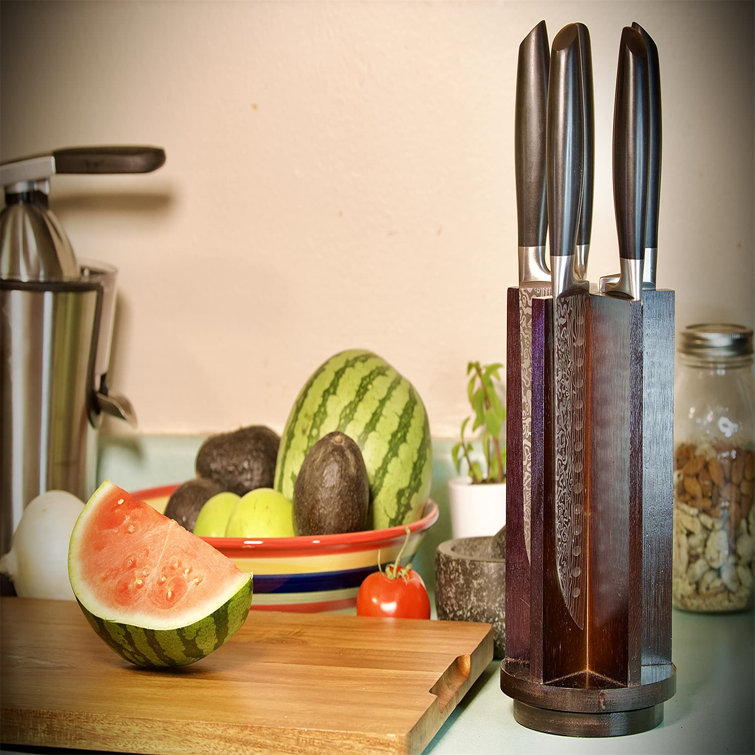 Jasmine Rotating Magnetic Knife Block, Eco Bamboo - Fits 5+ Knives ...