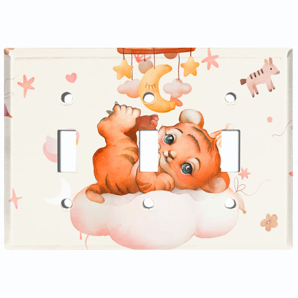 WorldAcc Cute Nursery Baby Tiger Cradle Flower 3-Gang Toggle Light ...