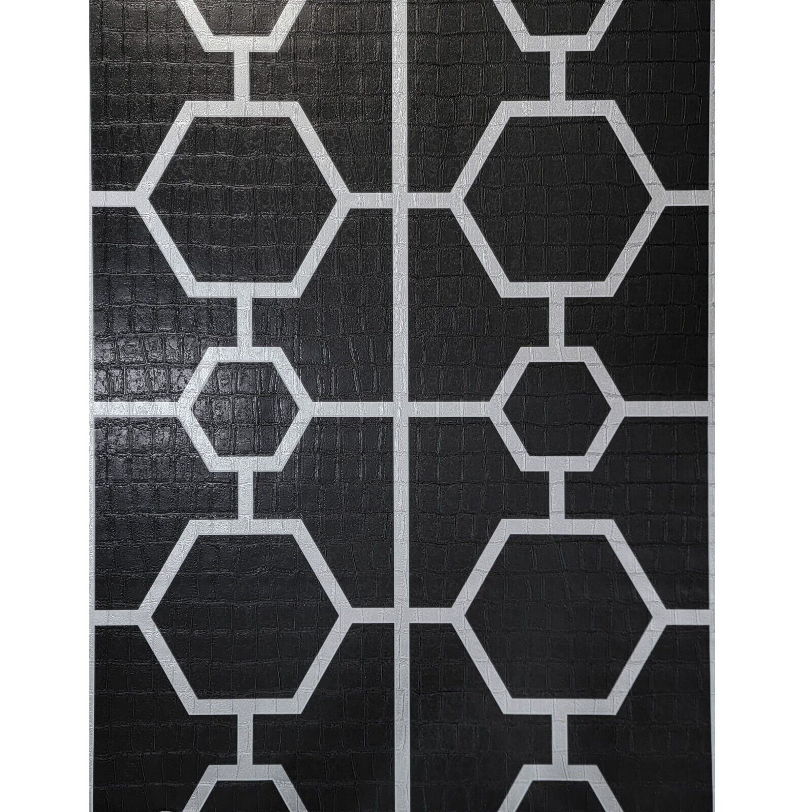 Corrigan Studio® Geo Hexagon Black Silver Metallic Trellis Lines ...
