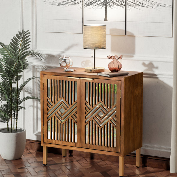 Union Rustic Kaysen 2 Door Accent Cabinet Modern Mirror Fronts Clean ...