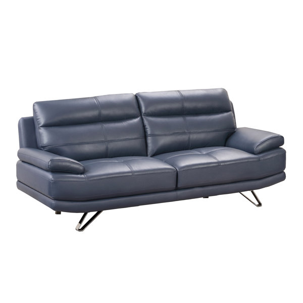 Navy-leather-couch | Wayfair