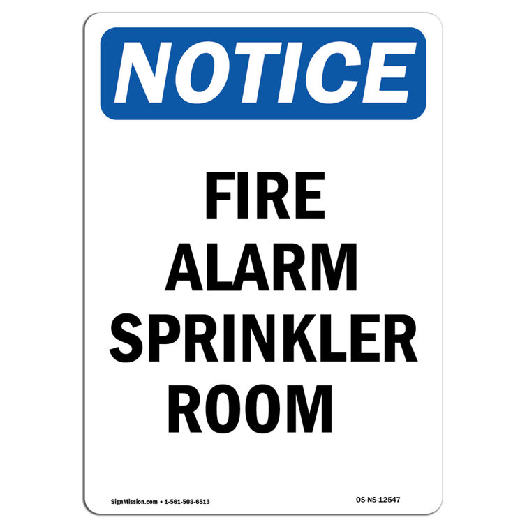 SignMission Fire alarm Sprinkler Room Sign | Wayfair