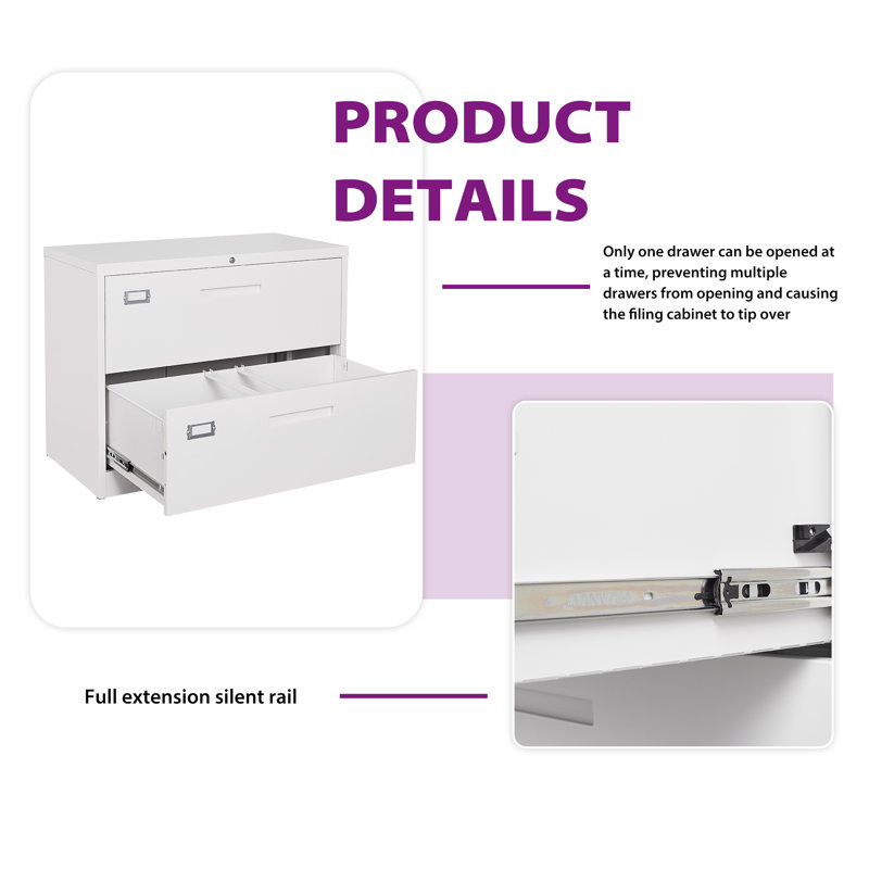 Latitude Run® 35.43'' Wide 2 -Drawer Steel File Cabinet | Wayfair
