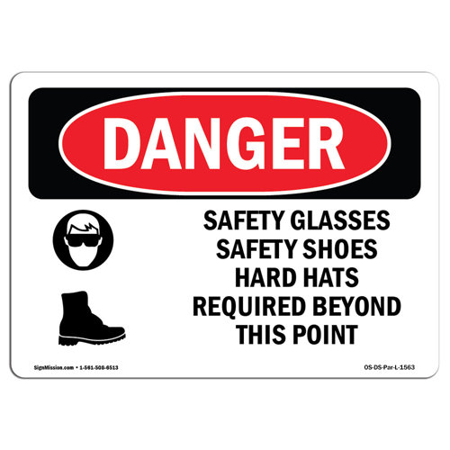 SignMission OSHA Danger Safety Glasses Safety Sign | Wayfair