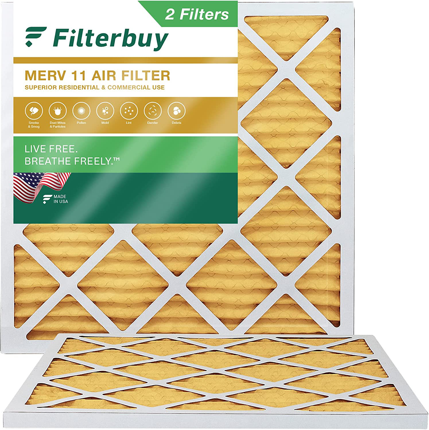 Filterbuy 12x12x1 Air Filter MERV 11 Pleated HVAC AC Furnace Filters