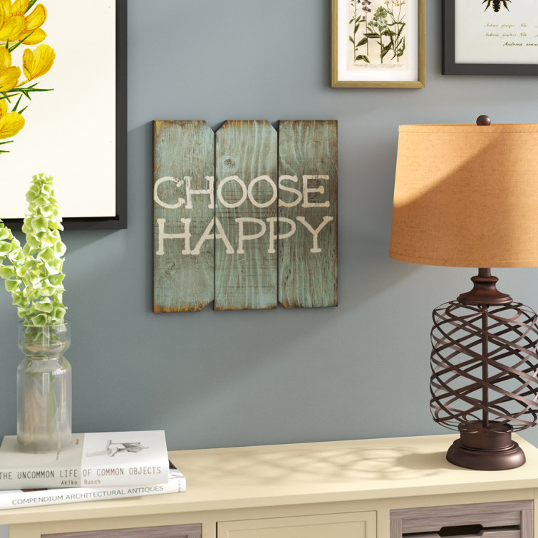 August Grove® Choose Happy Wood Wall Décor & Reviews | Wayfair