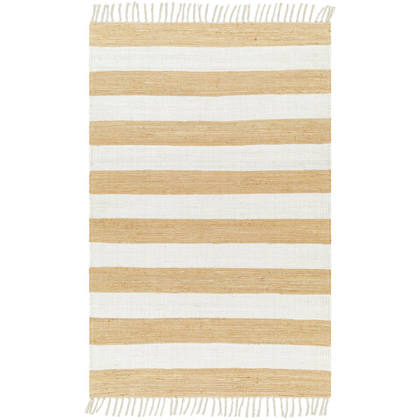 Dakota Fields Andreea Handmade Flatweave Cotton Yellow/White Rug | Wayfair