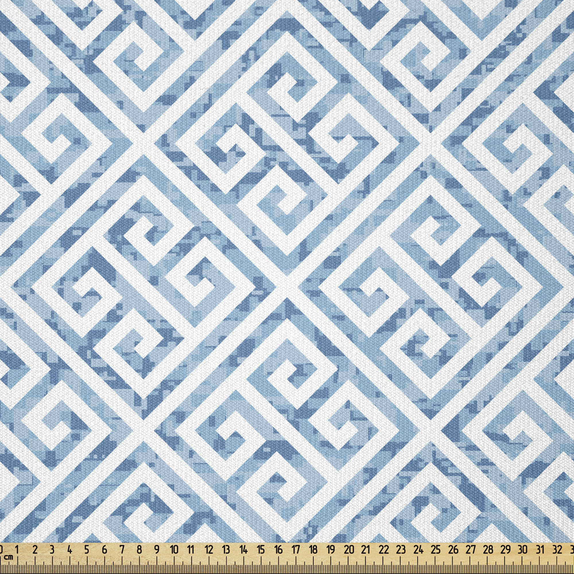 Bless international Ambesonne Greek Key Fabric By The Yard, Tile Mosaic ...