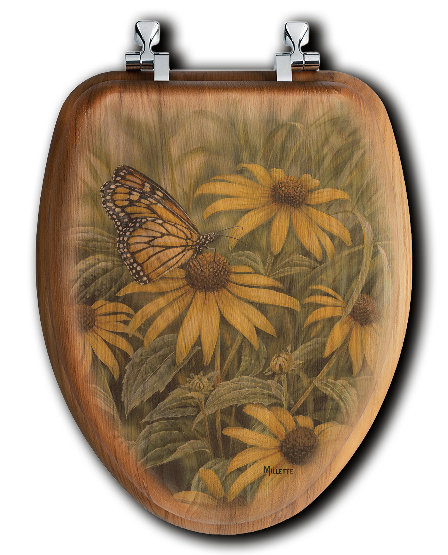 House & Homebody Co. Monarch Butterfly Oak Elongated Toilet Seat ...