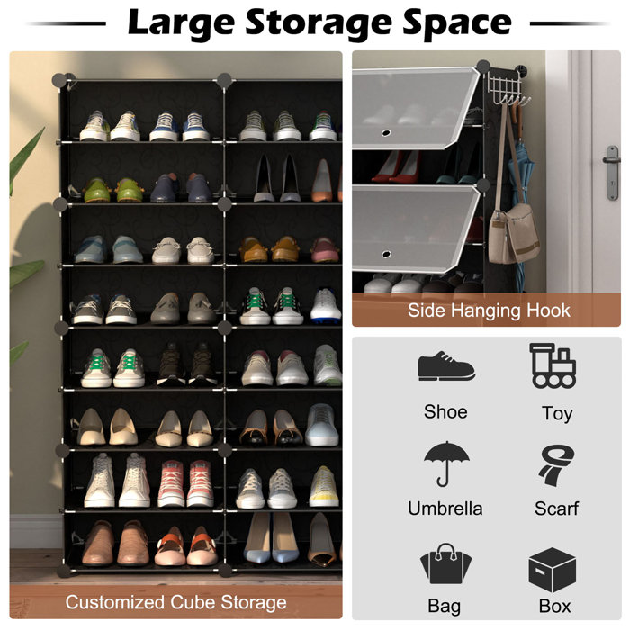 Rebrilliant Portable Shoe Rack Organizer 12-cube 48 Pair Shoe Shelf ...