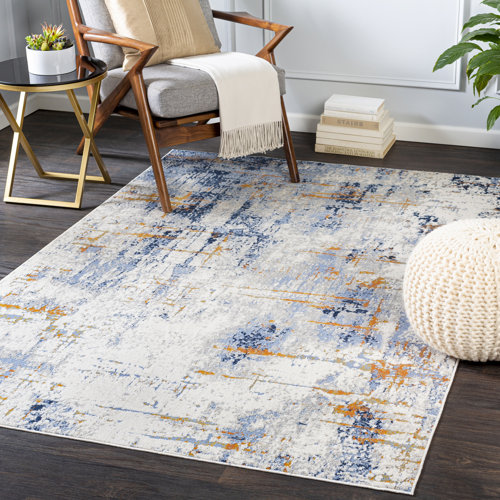 17 Stories Barba Abstract Blue/Orange Area Rug & Reviews | Wayfair