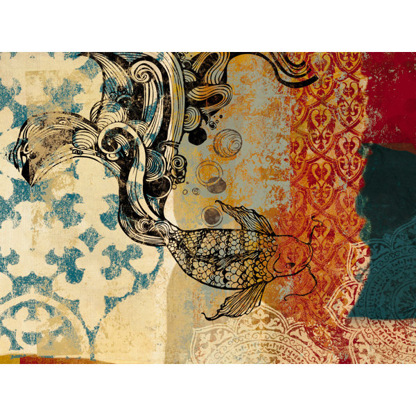 Bay Isle Home Asian Distressed Fish 2 - Wrapped Canvas Print | Wayfair