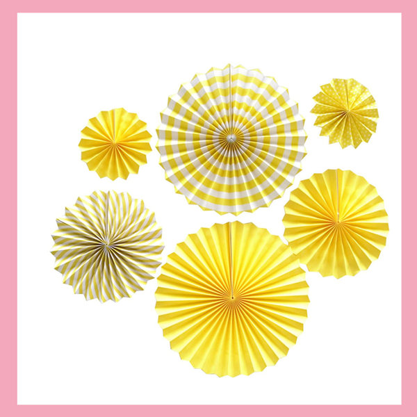 JRBEY Paper Fan Flowers，6Pcs/Set Paper Fans Set Hanging Pinwheels Fan ...