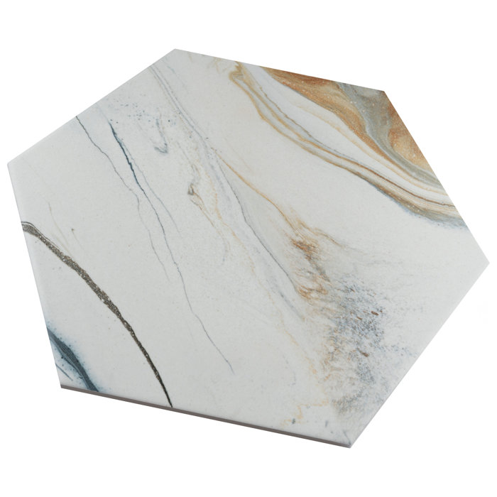 Merola Tile Marmaris Hex 9" x 10" Porcelain Marble Look Wall & Floor ...