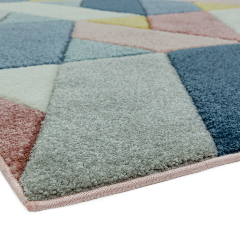 Ebern Designs Sanjuan Rhombus Blue/Pink/Yellow Rug & Reviews | Wayfair ...