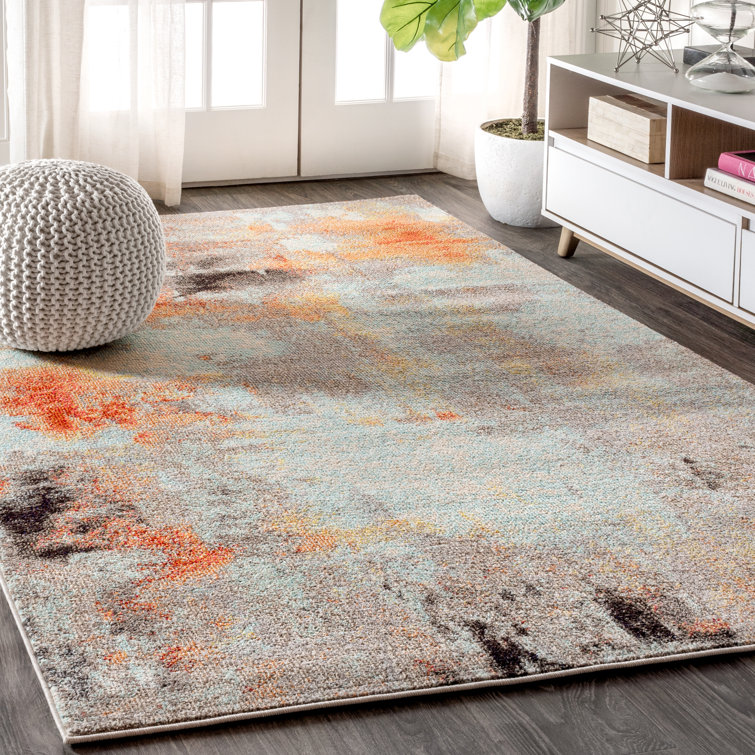 Bungalow Rose Lasley Abstract Cream/Orange Area Rug & Reviews | Wayfair