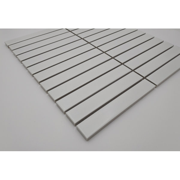 TheMosaicFactory 6" x 1" Straight Edge Porcelain Grid Mosaic Sheet Tile ...