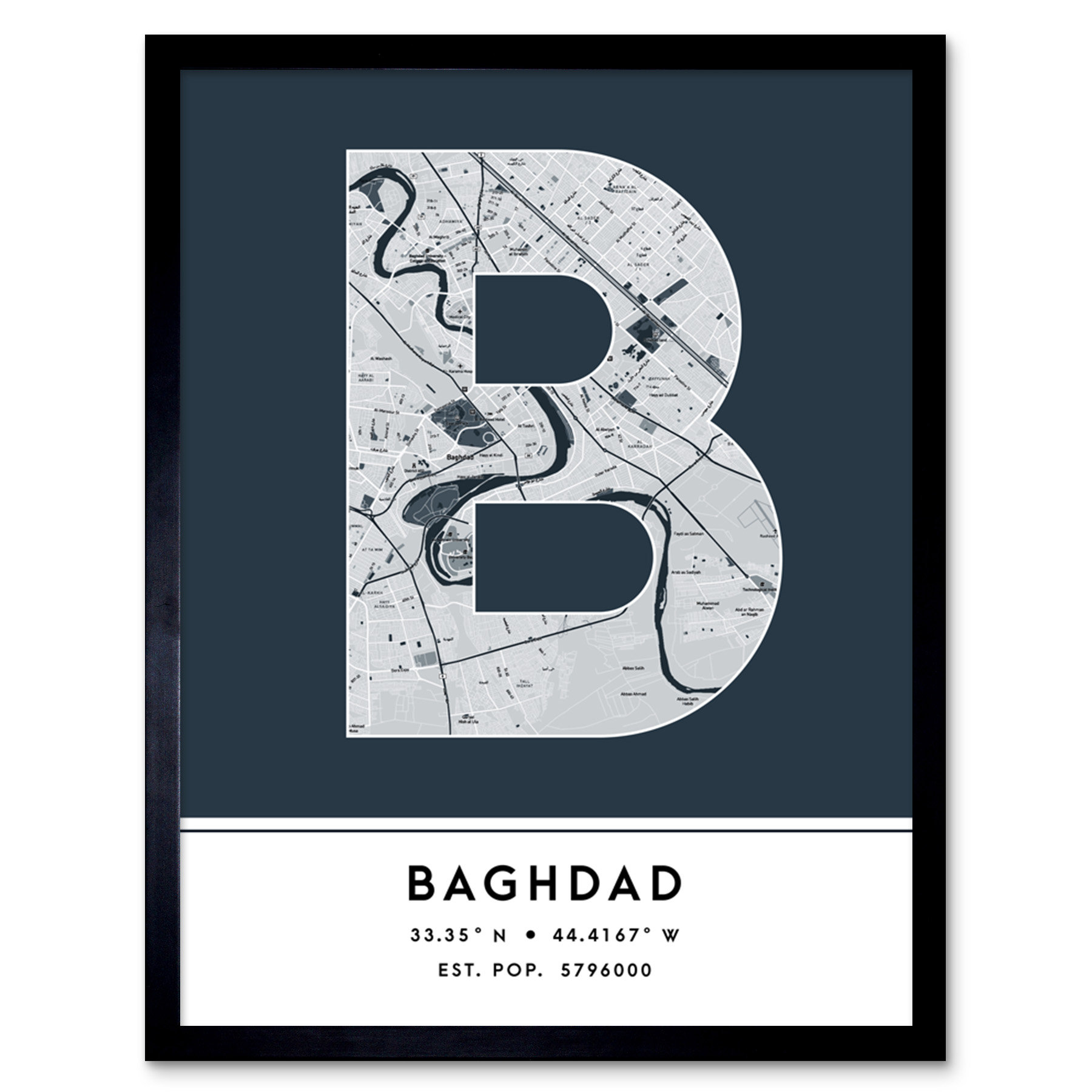 Wee Blue Coo Baghdad City Map Baghdad Navy by Wee Blue Coo - Picture ...